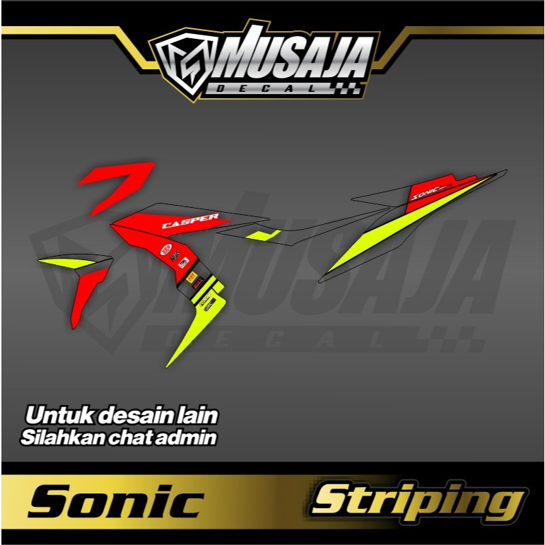 MERAH Honda sonic red yellow striping sticker transparent uv glossy ...
