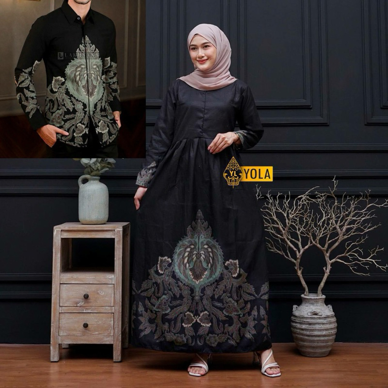 Baju BATIK COUPLE MODERN Sogan BATIK COUPLE GAMIS BATIK Sogan COUPLE ...