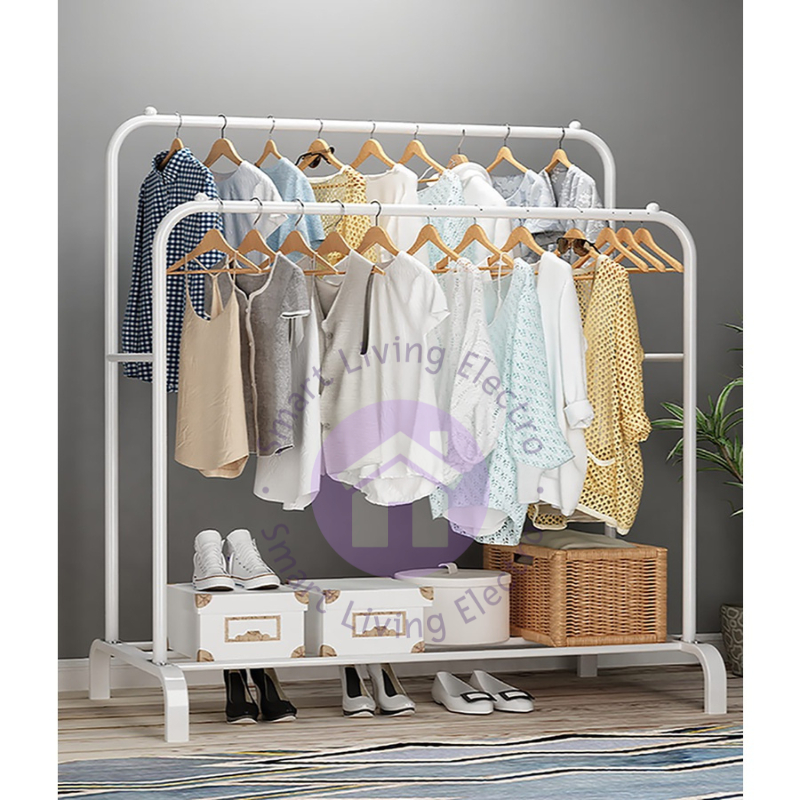 GANTUNGAN Double Stand Hanger Clothes Rack Hanging Clothesline Stand ...