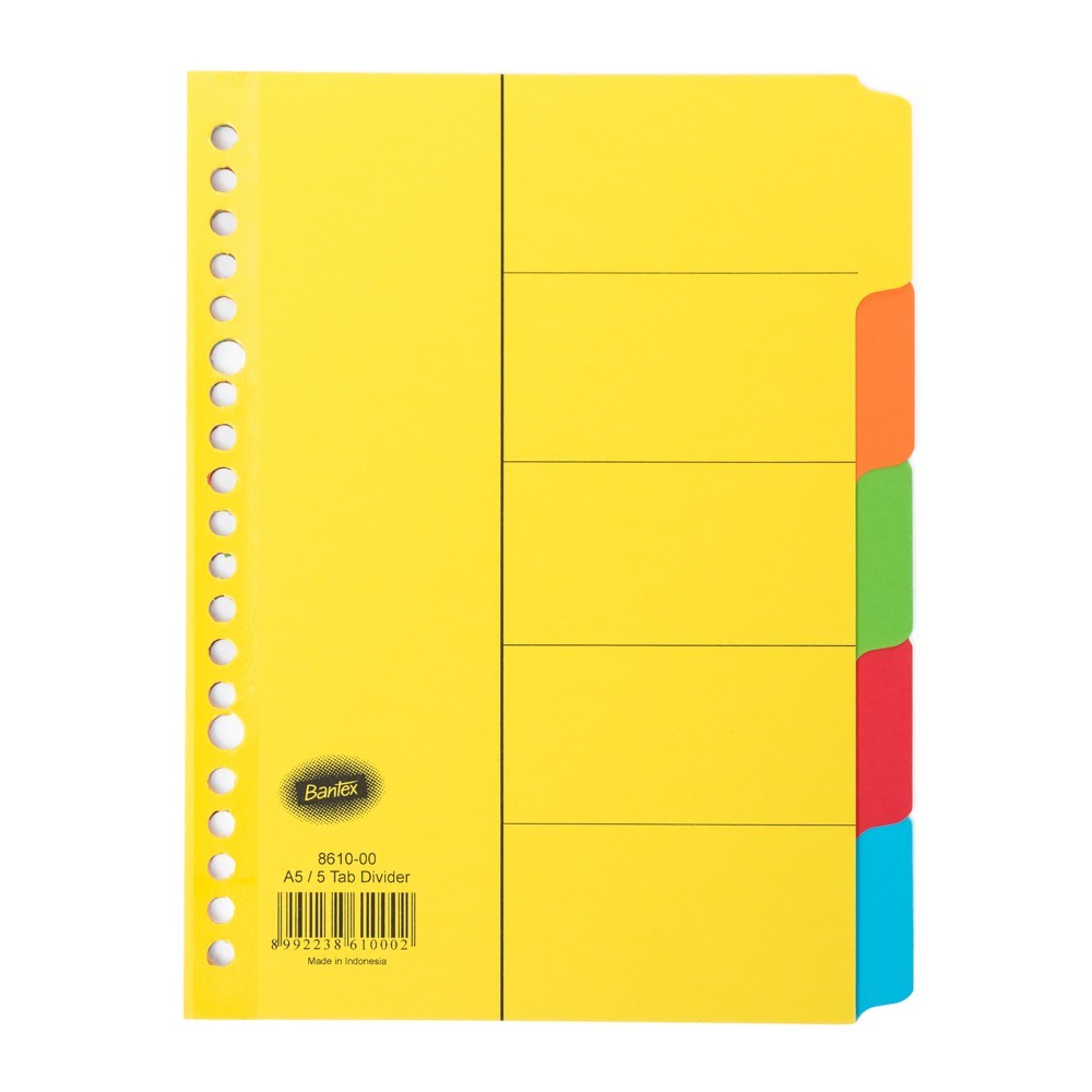 Bantex A5 Index Divider Binder Divider 5 Sheets | Shopee Singapore