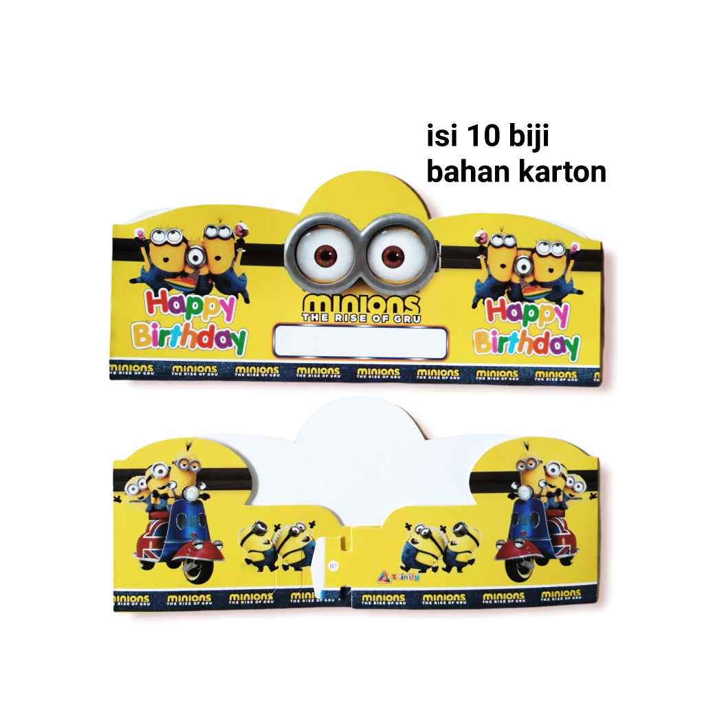 isi 10 lembar topi ulang tahun karakter minion minions | Shopee Singapore