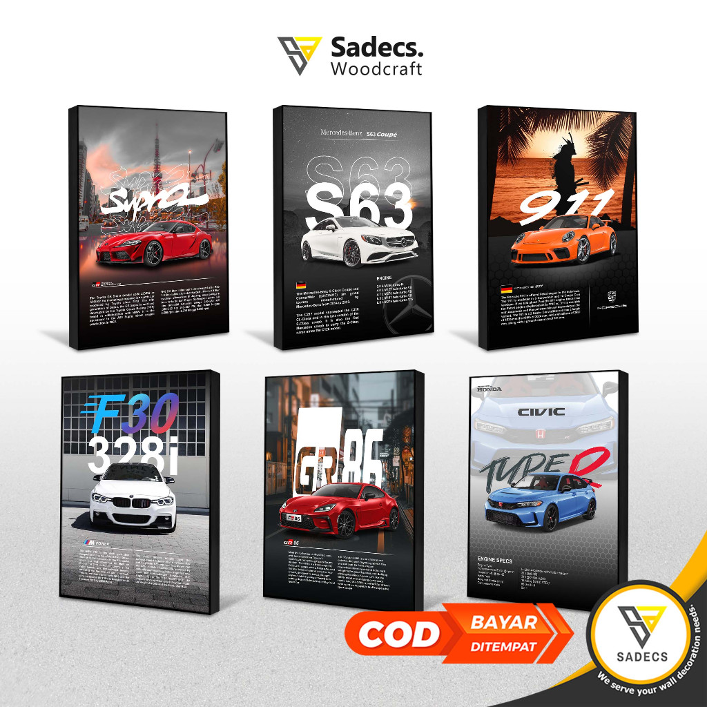 Sadecs - JDM EDM Sports Car Frame Poster, size 30x40 Cm (Frame Block ...