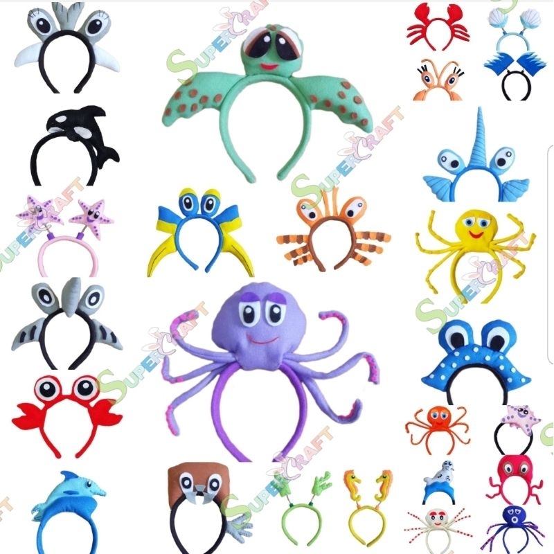 Marine Biota Headband Shark Whale Dolphin Headband Tuna Starfish Coral ...
