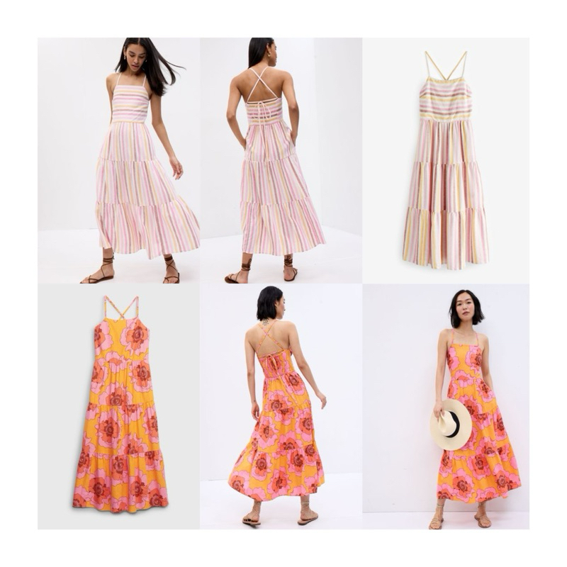 G*p Linen Tie Back Tiered Maxi Dress (Reject) | Shopee Singapore