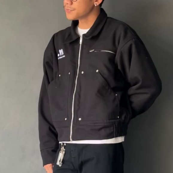 Work Jacket Boxy Men Black/Work Jacket Boxy Fit/Work Jacket Crop/Work ...
