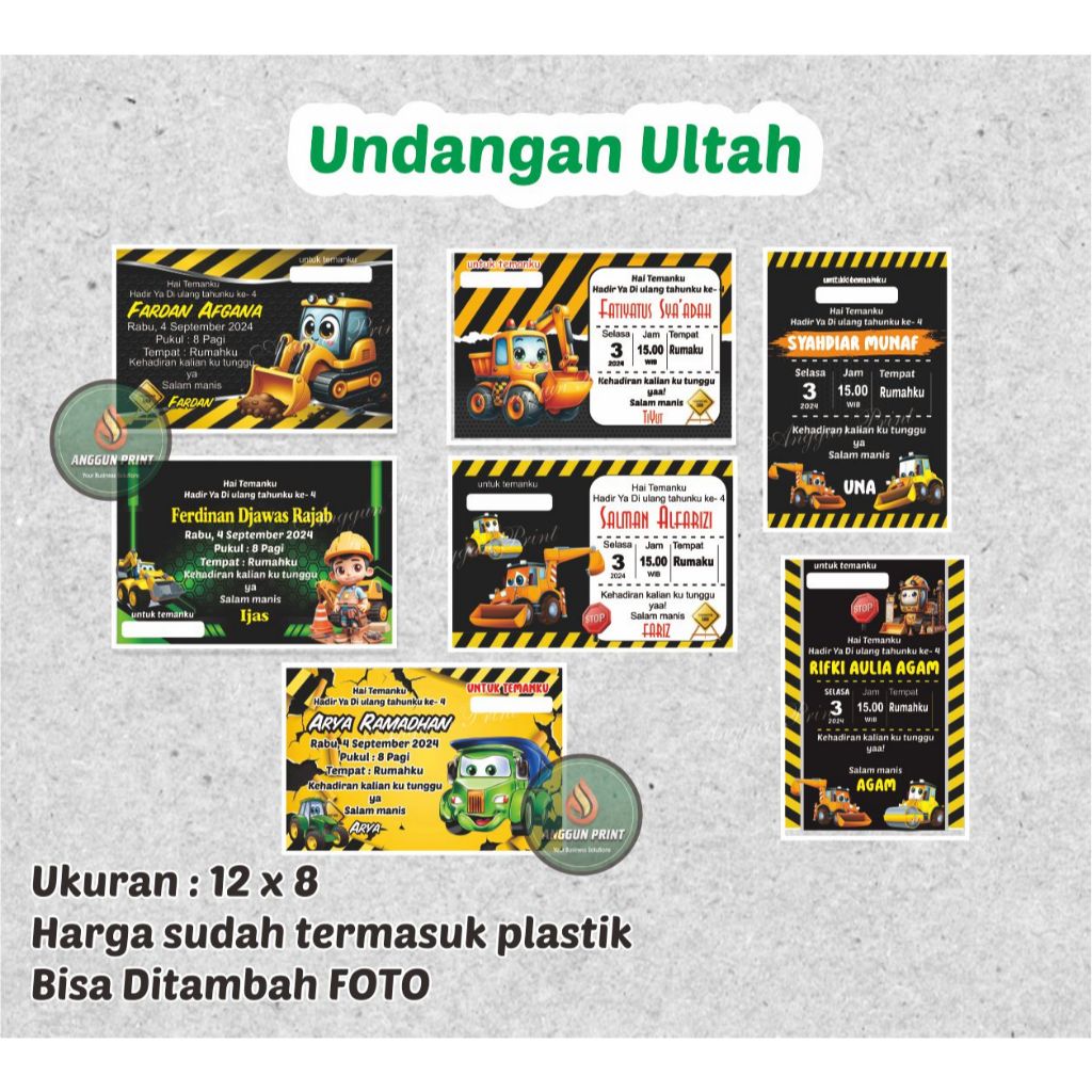 Heavy Equipment Theme Birthday Invitation/bego Children's Birthday ...