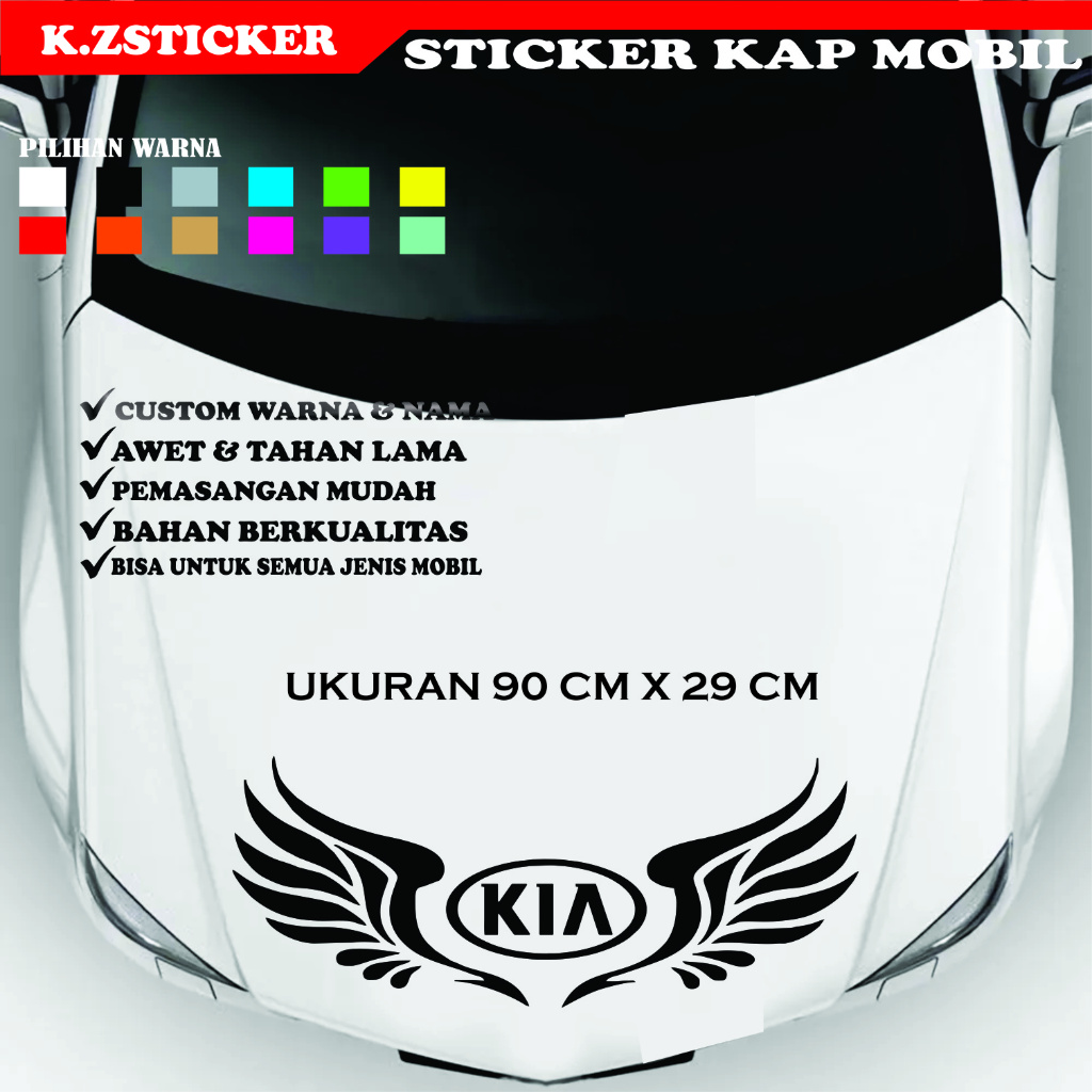 Kia CAR HOOD STICKER WING MOTIF STICKER CAP STICKER FOR ALL TYPES OF ...