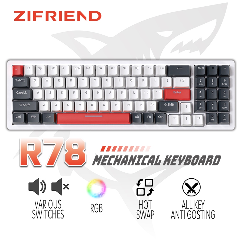 Zifriend R78 Mechanical Gaming Keyboard 78 Keys Ergonomic Design ...