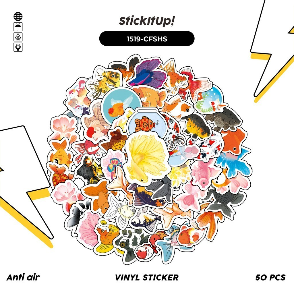 HP 100 Pcs Cute Fish Stickers Pack Aesthetic Vinyl Waterproof for ...
