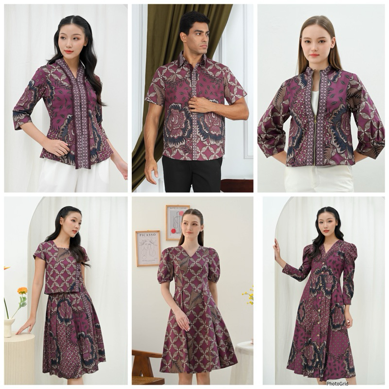 UNGU KEMEJA Modern PURPLE batik Couple for women and men / modern women ...