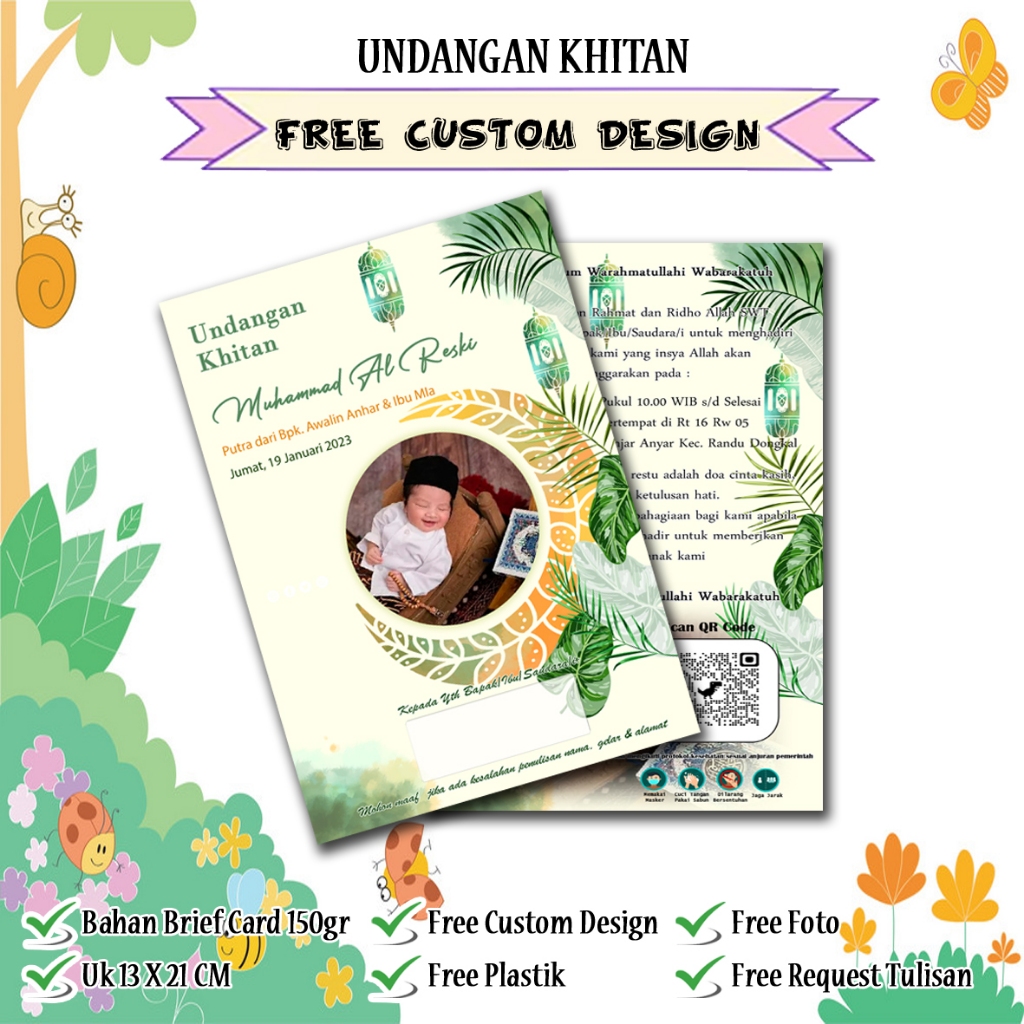 13 x 21 / 01 CIRCUMCISION INVITATION WALIMATUL KHITAN GREETING CARD ...