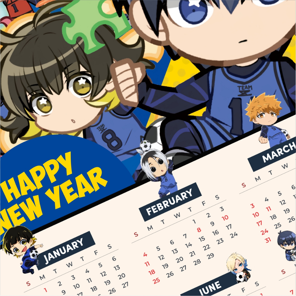 A4 Complete Anime Poster - 2024 Anime Calendar One Piece Blue Lock ...