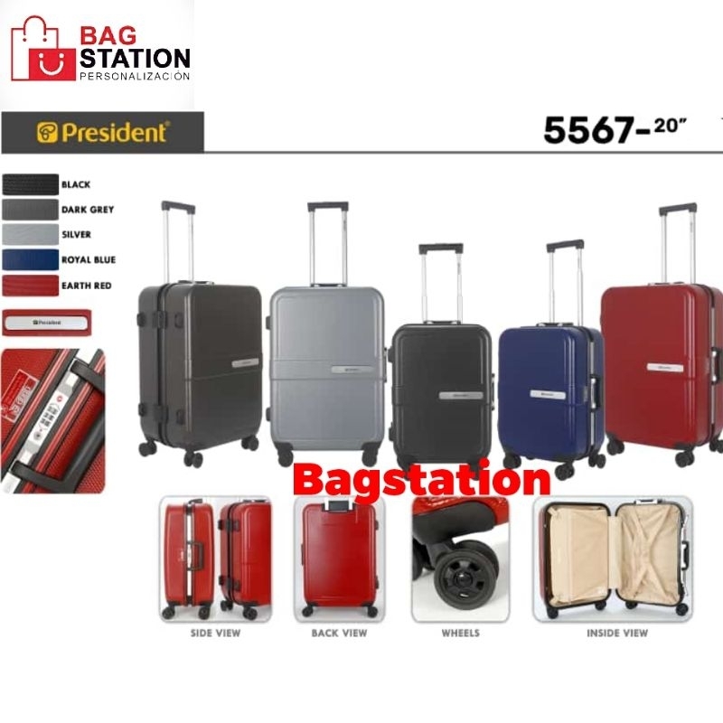 PRESIDENT CABIN BAG 20 IN 5567 ORIGINAL 4 WHEELS ABS FRAME TSA LOCK ...