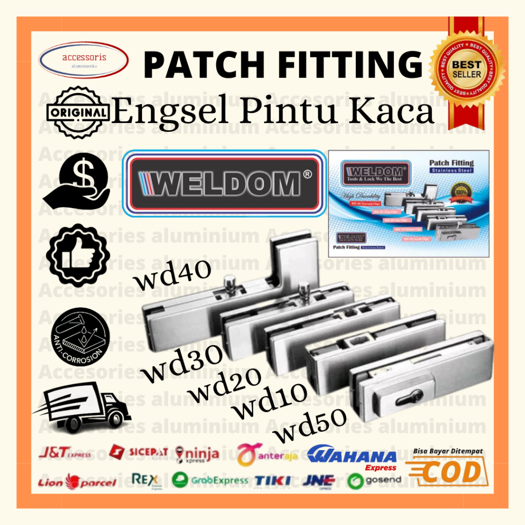 Frameless US10 / WD50 Patch Fitting Bottom Glass Door Lock | Shopee ...