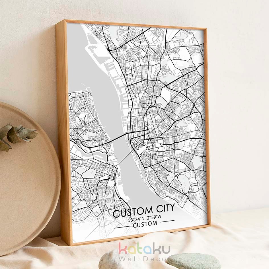 HIASAN DINDING Custom City Map Art Wall Decor Poster Map Of Your ...