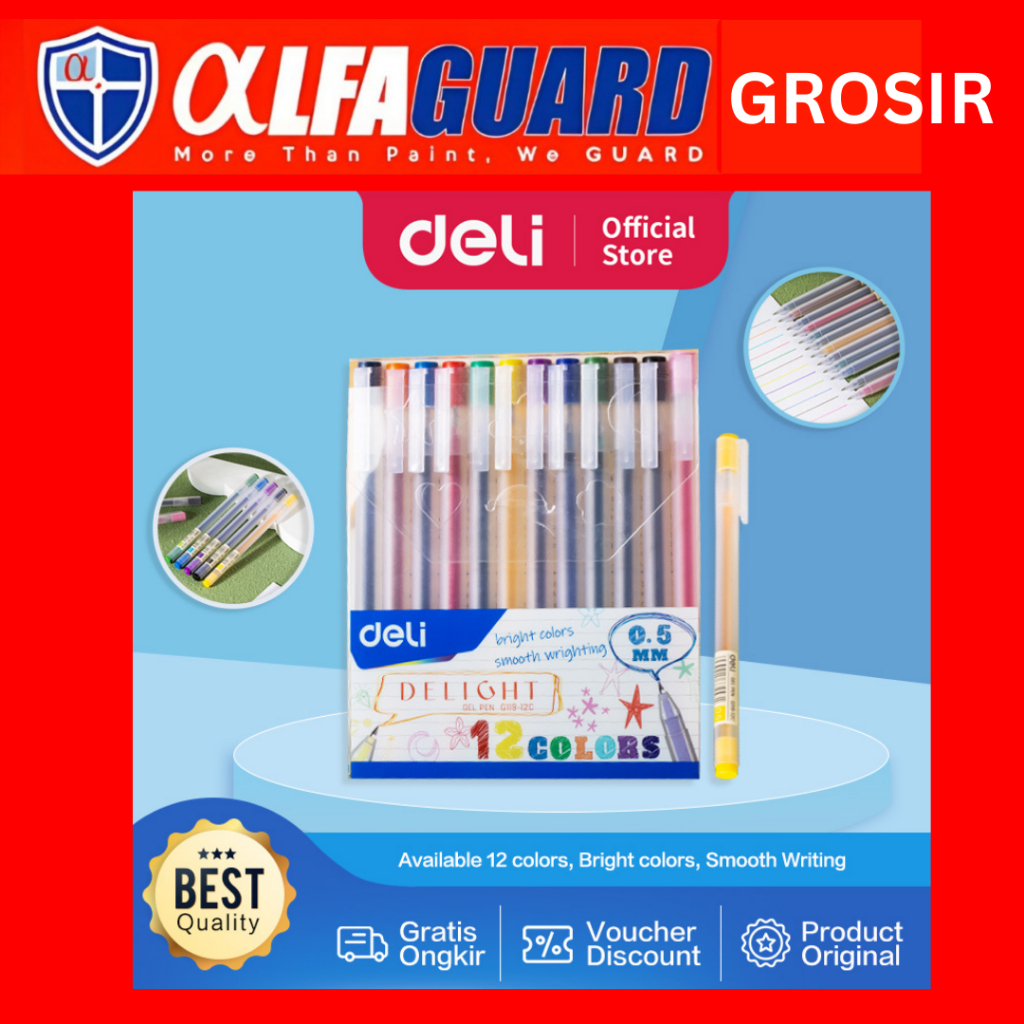 Deli Gel Pen 12 Colors Smooth Writing 0.5 mm - EG119-12C | Shopee Singapore