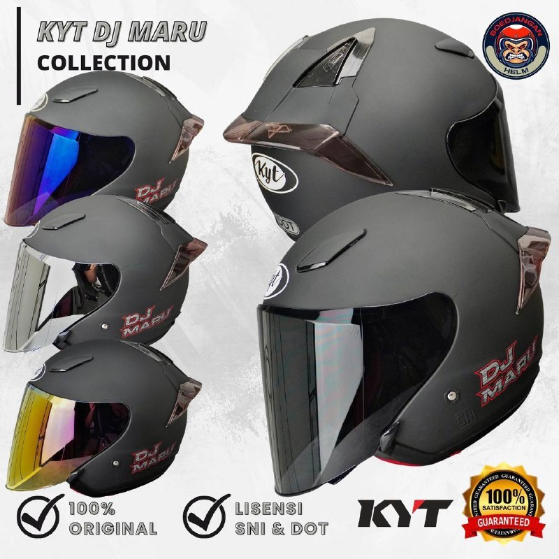 Helmet KYT DJ MARU SOLID BLACK DOFF Handsome Package SPOILER 3D | Kyt ...