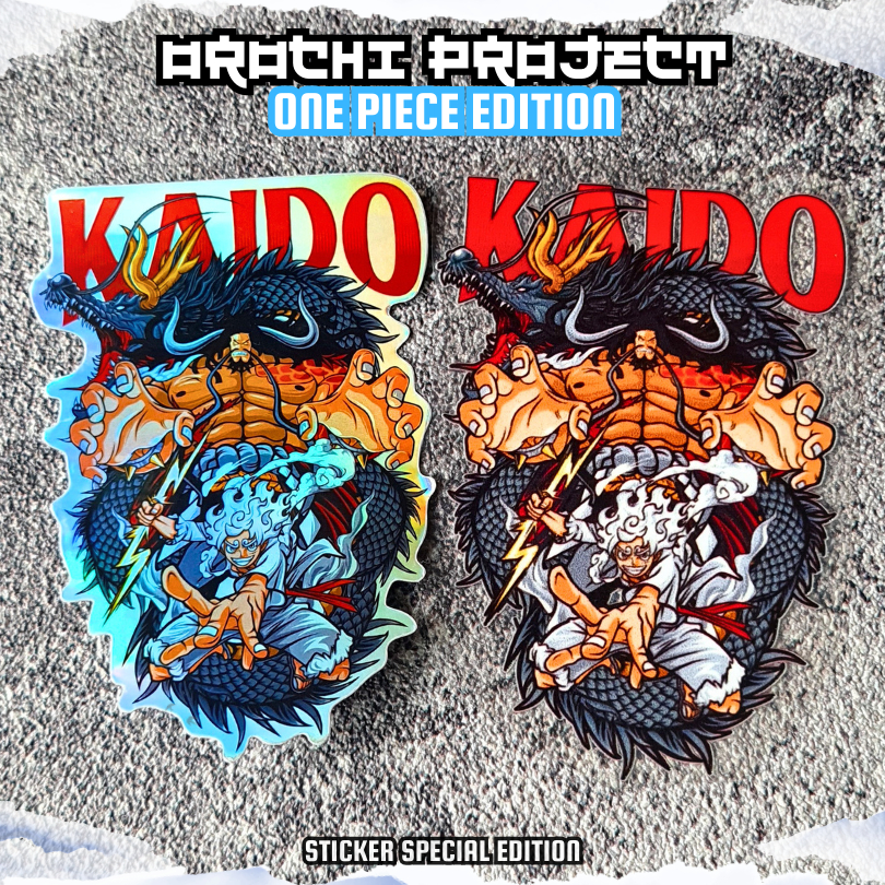 Sticker Sticker Anime Luffy VS Kaidou one Piece Hologram DTF Laptop HP ...