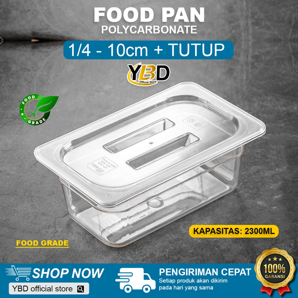 Polycarbonate Food Pan + Lid 1/4 x 10 cm (26,5 x 16,5 x 10cm ...