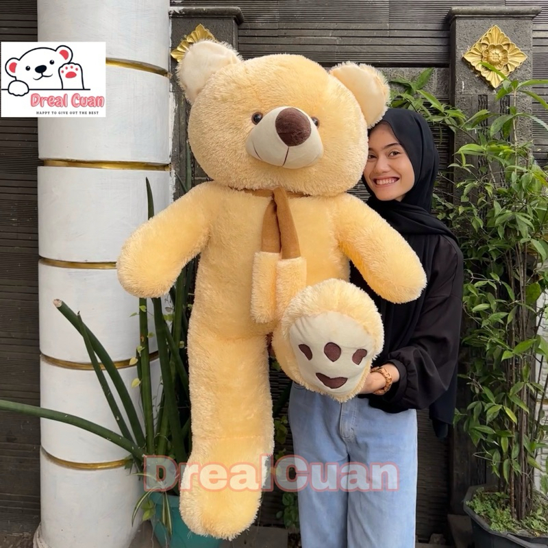 Teddy Bear Doll Big Bear Jumbo Chubby Scarf Palm love 105cm | Shopee ...