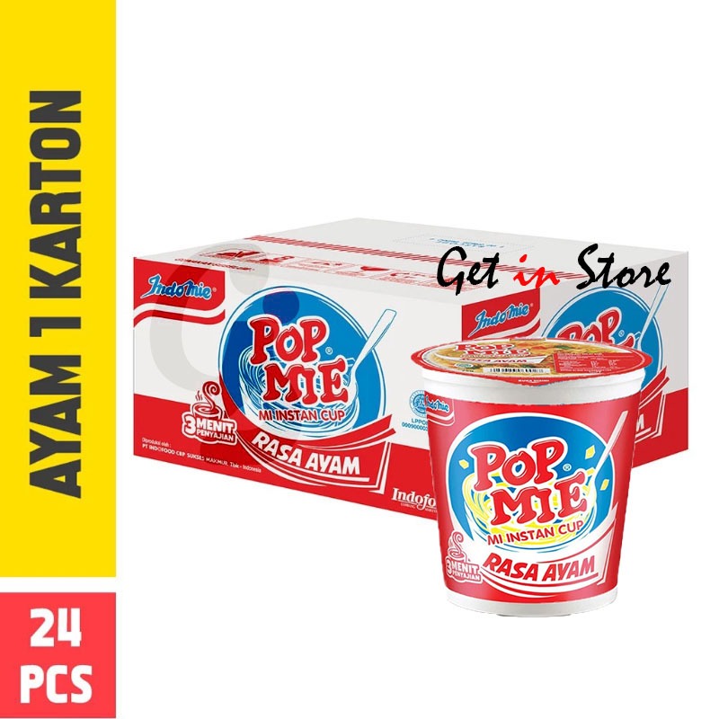 Pop Mie 1 Box of Chicken Flavor Cup Instant Noodles Contains 24 Pcs ...
