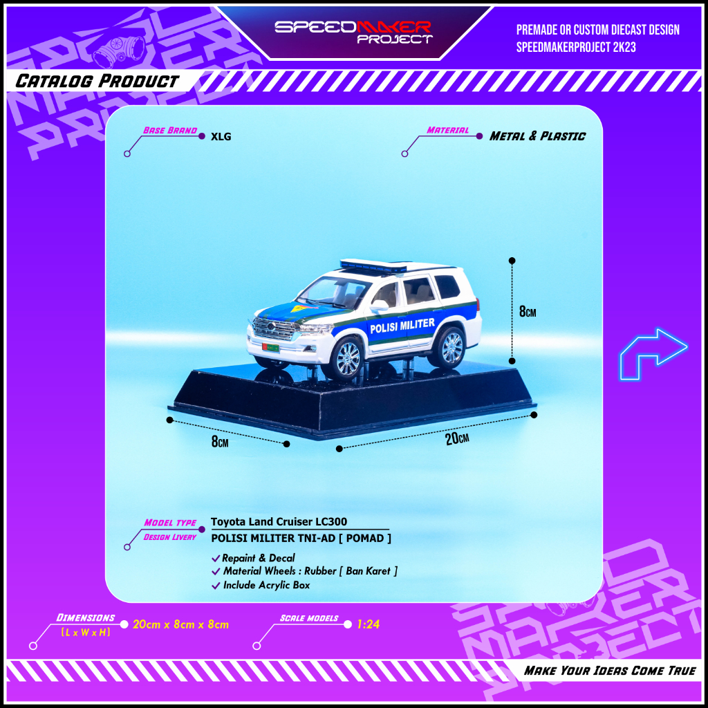 REPLIKA Xlg Custom Toyota Land Cruiser LC200 Army Military Police ...