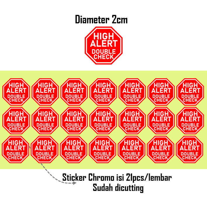 High Alert Double Check Sticker | Rs Pharmacy Medicine Label Sticker ...