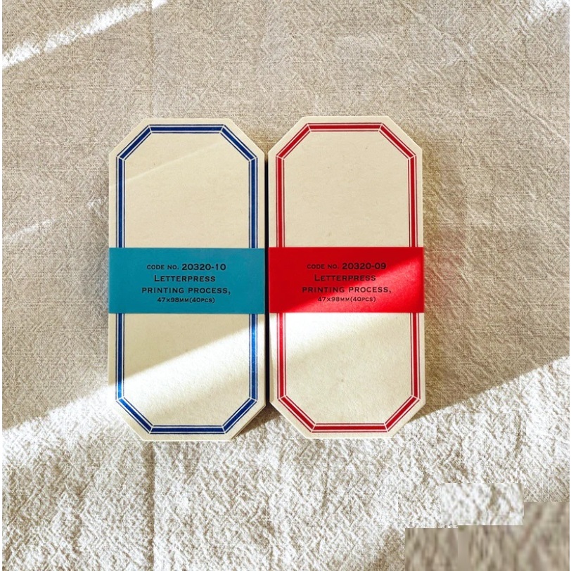 Y Letterpress Label Cards Samples (Red/Blue) | Shopee Singapore