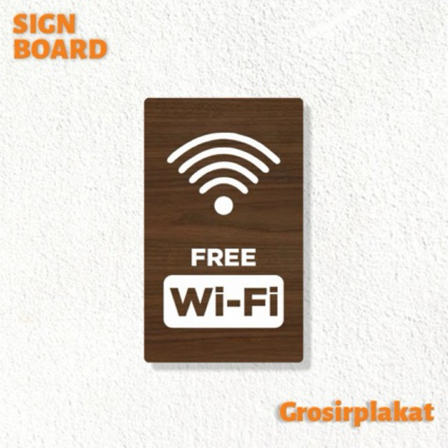 Free Wifi Sign Board Wooden Print Signage Label Room Instruction Wooden ...