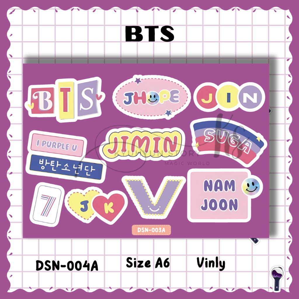 HP Bts Sticker Kpop Name Aesthetic Logo Sticker Army Journaling Vinly ...