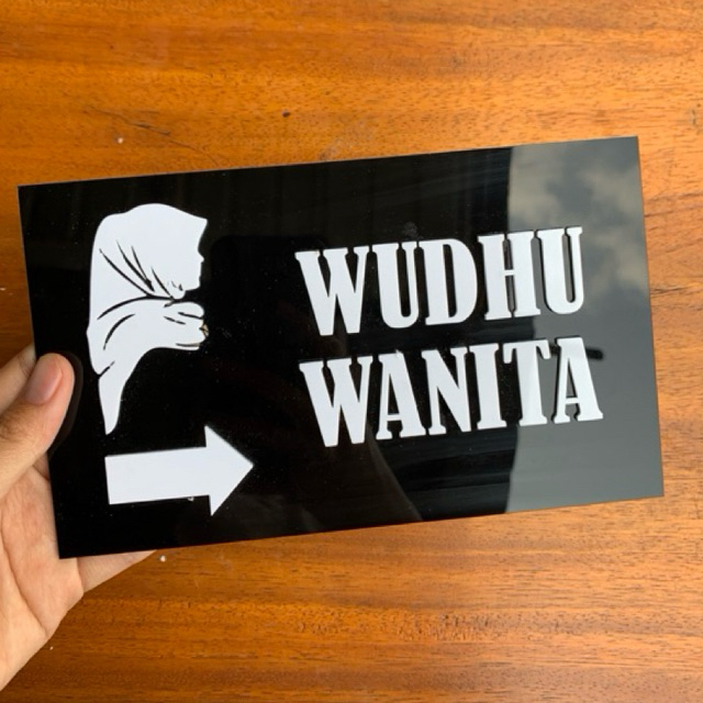 Black and white acrylic sign board, men's ablution area, women's ...