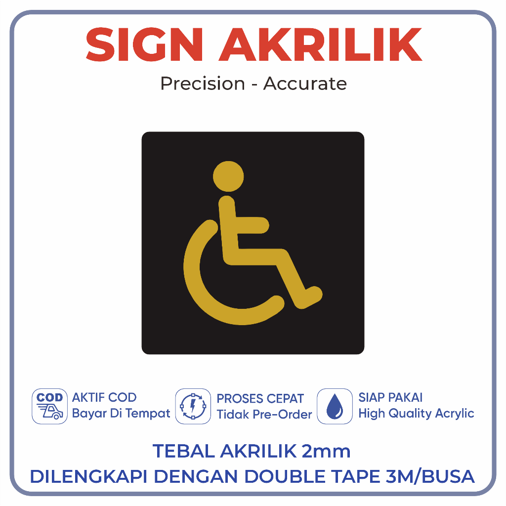 Minimalist ICON DIFABLE SIGN ACRYLIC RESTROOM WC MODERN ACRYLIC ...