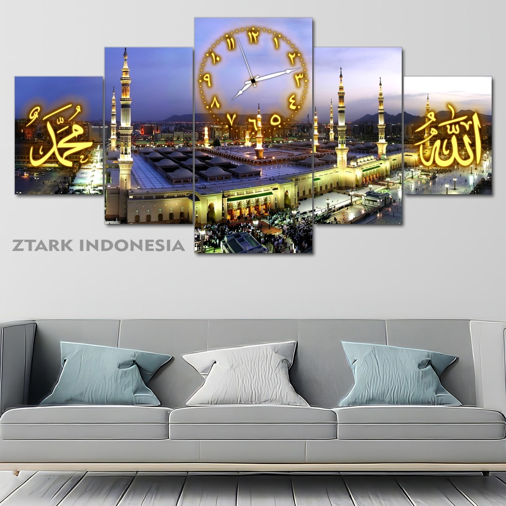 Aesthetic Kaaba Clock Mecca 80X40 Multi Panel Indonesian Ztark/ Muslim ...