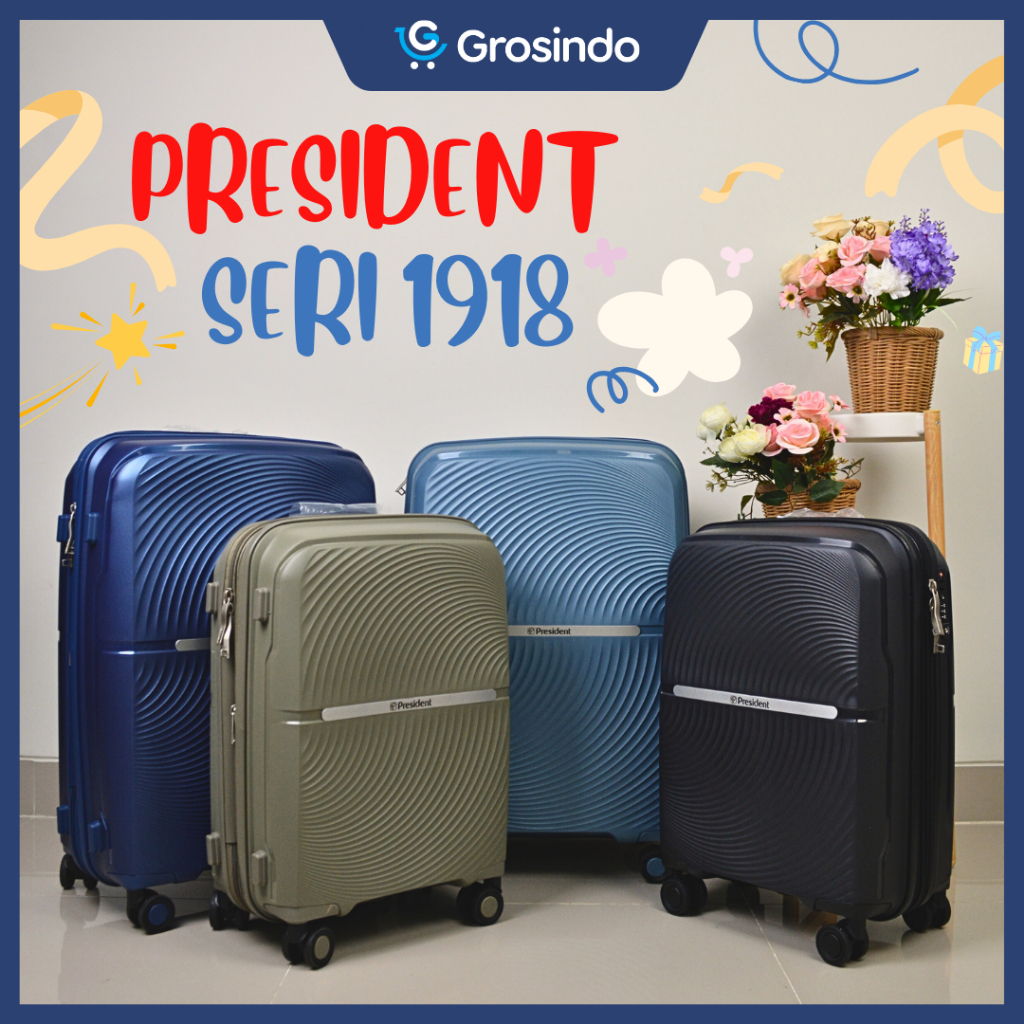 President 1918 Fiber PP Suitcase 20" 24" Inch Cabin & TSA Lock Double ...