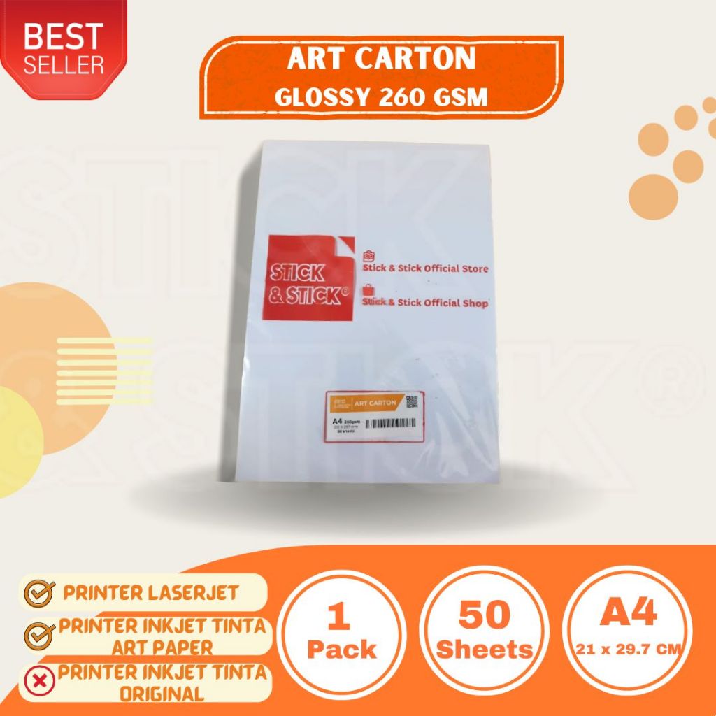 Art Carton 260 gsm A4 Contents 50 Sheets/Glossy Paper Cardboard Paper ...