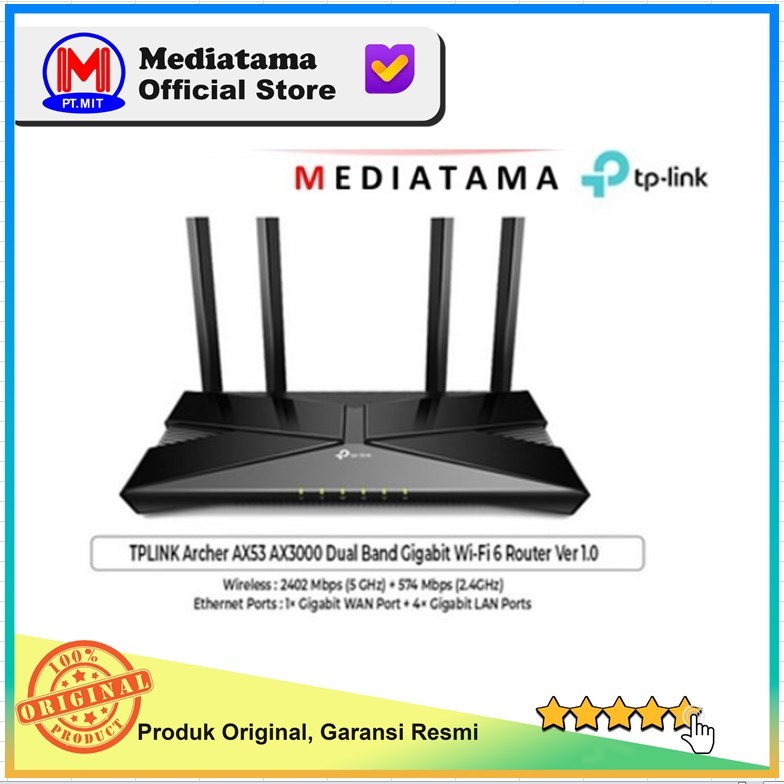 Tplink Archer AX53 AX3000 Dual Band Gigabit Wi-Fi 6 Router Ver 1.0 Ax ...