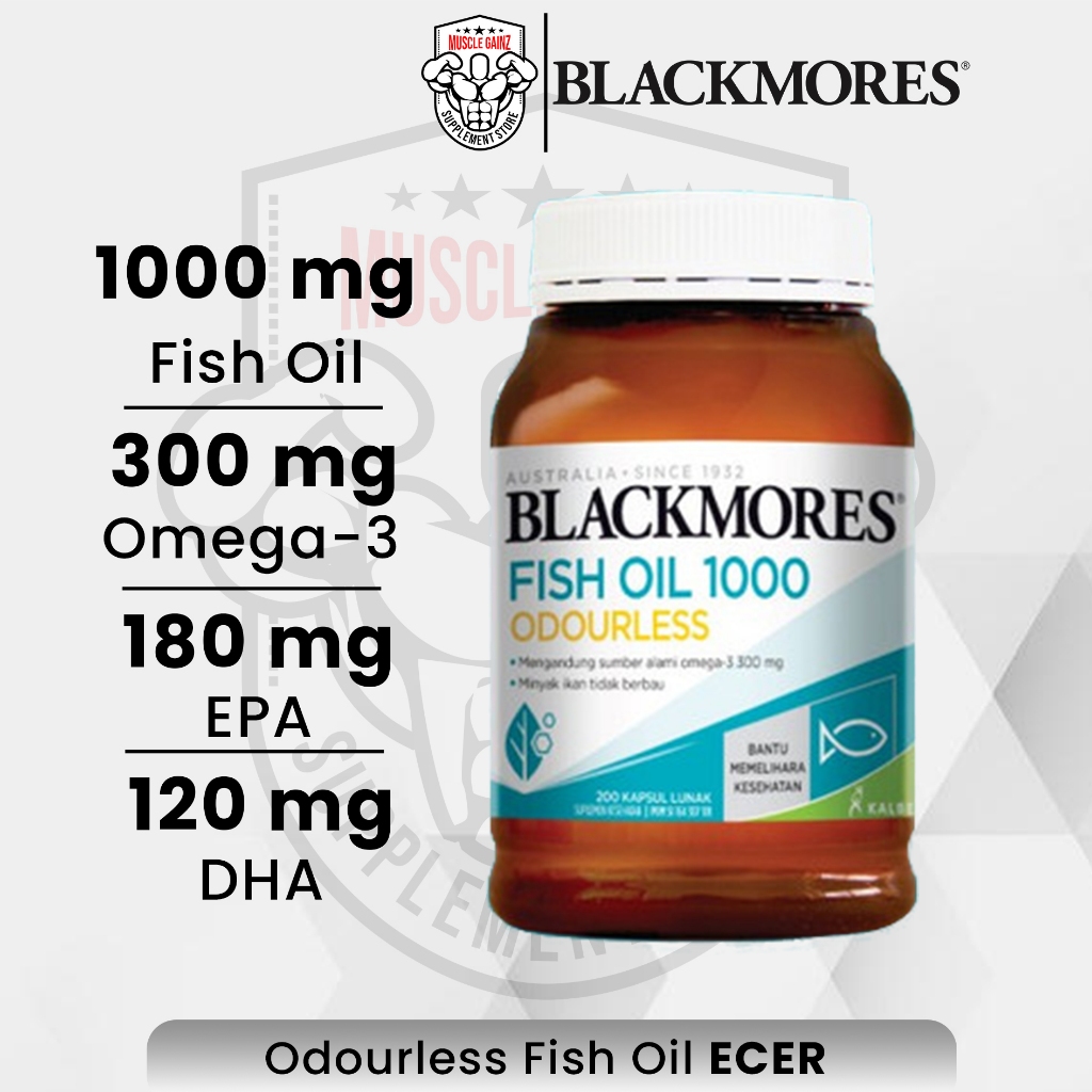 Blackmores Odorless Fish Oil 1000iu Omega 3 DHA Vit Heart Cholesterol ...