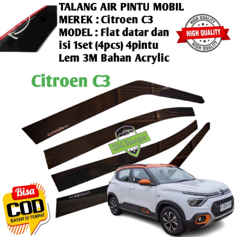 Citroen C3 Car Gutter 2023-2024 flat flat flat model 4 Doors | Shopee ...