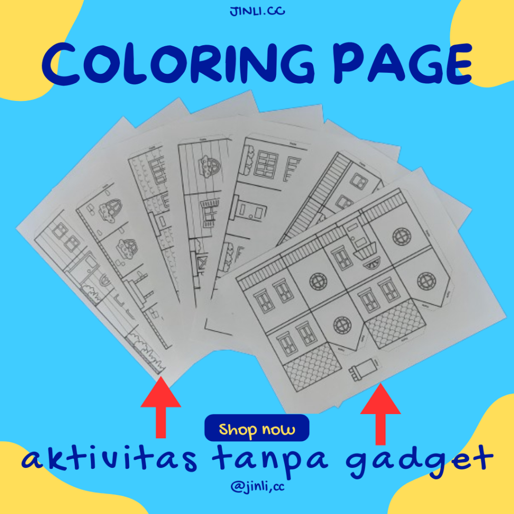 3d house coloring craft coloring, cutting and sticking activity sheet ...