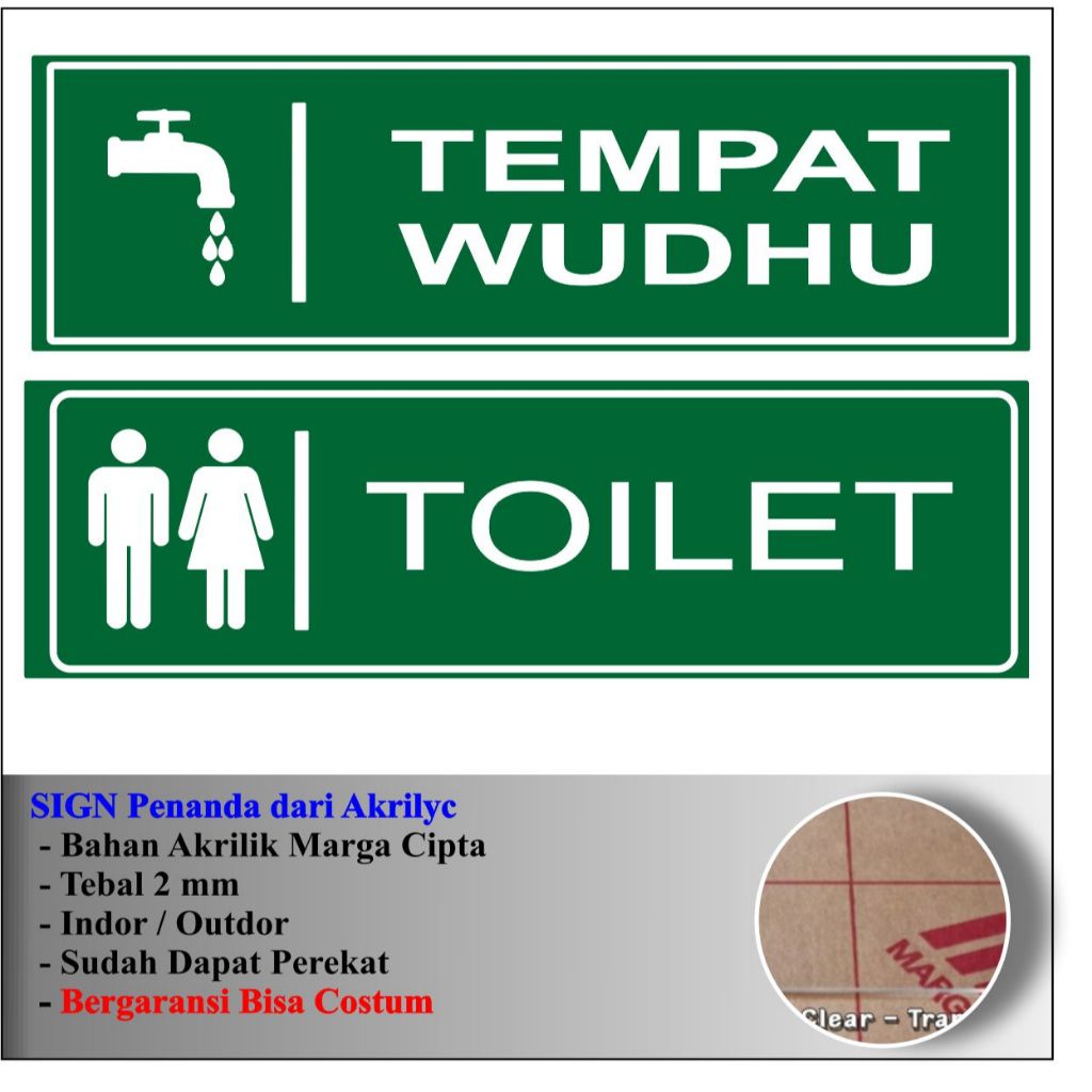 Acrylic TOILET SIGNAGE STICKER WC Instructions Place For WUDHU Holy ...