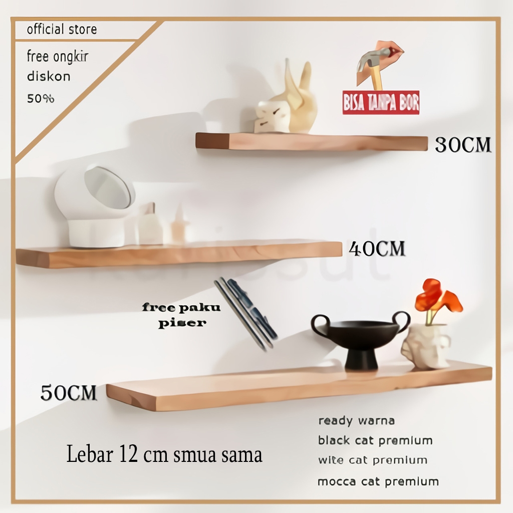 KAYU Wall Shelf Minimalist Wooden Shelf Home Display Room Decoration 30 ...