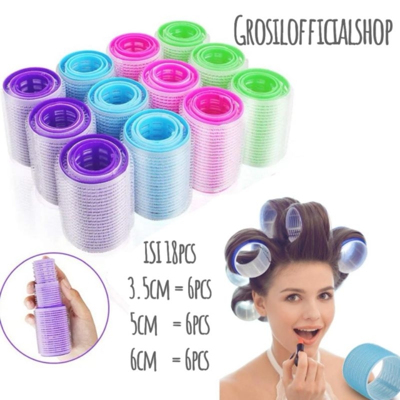 18pcs!! Sticked HAIR ROLL / VELCRO HAIR CURLER / LARGE JUMBO AUTOMATIC ...