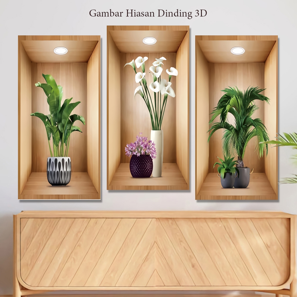 HIASAN DINDING Realistic 3d Flower Wall Decoration aaestetic 15x30 ...