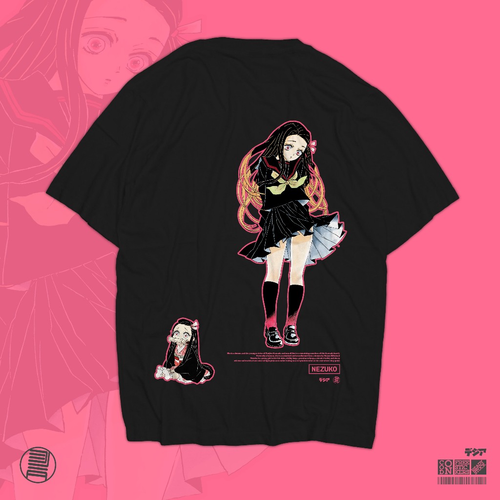 Kaos Nezuko Kamado Demon Slayer Kimetsu no Yaiba School Outfit Anime ...