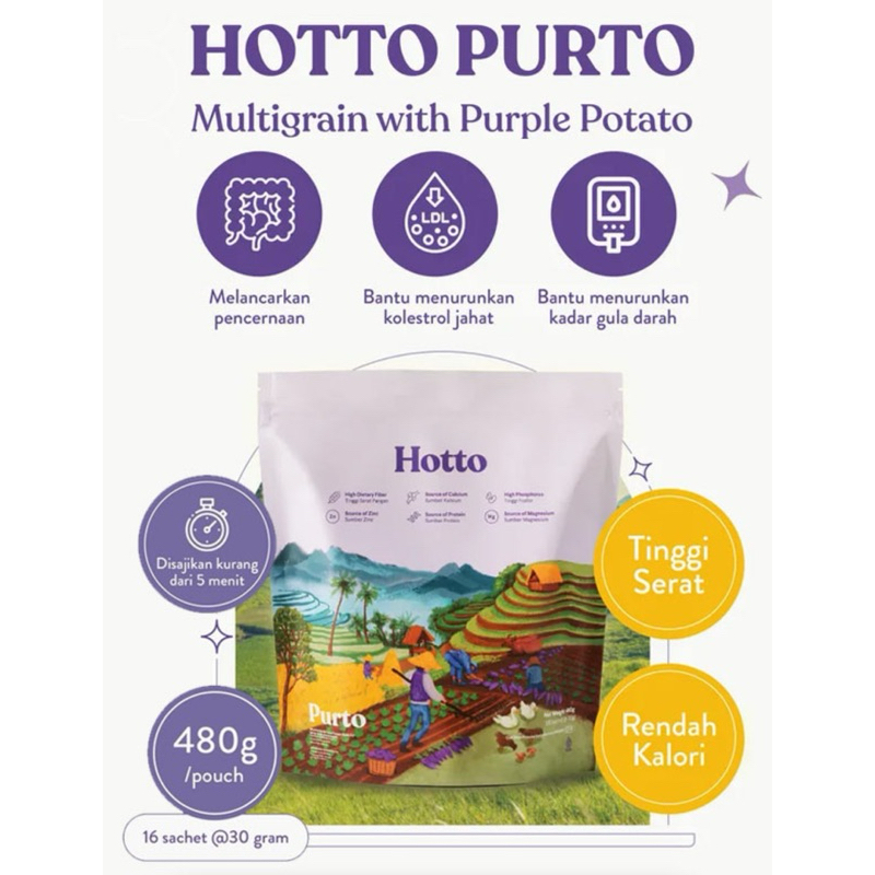 Hotto PURTO 100% ORIGINAL exp 2026 multigrain oat 1 pouch 16 Sachets ...