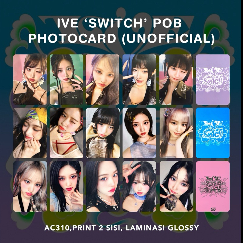 [SET] Pob IVE SWITCH Unofficial Photocard Wonyoung Leeseo Liz Yujin Gaeul Rei Makestar Withmuu ...