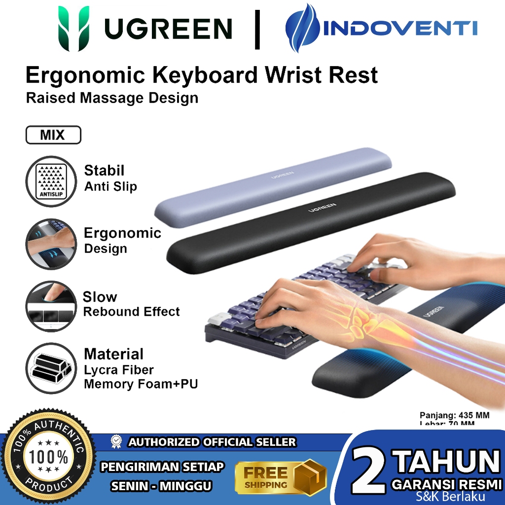 Ugreen Ergonomic Keyboard Wrist Rest Soft Memory Foam Mouse Pad Wrist ...