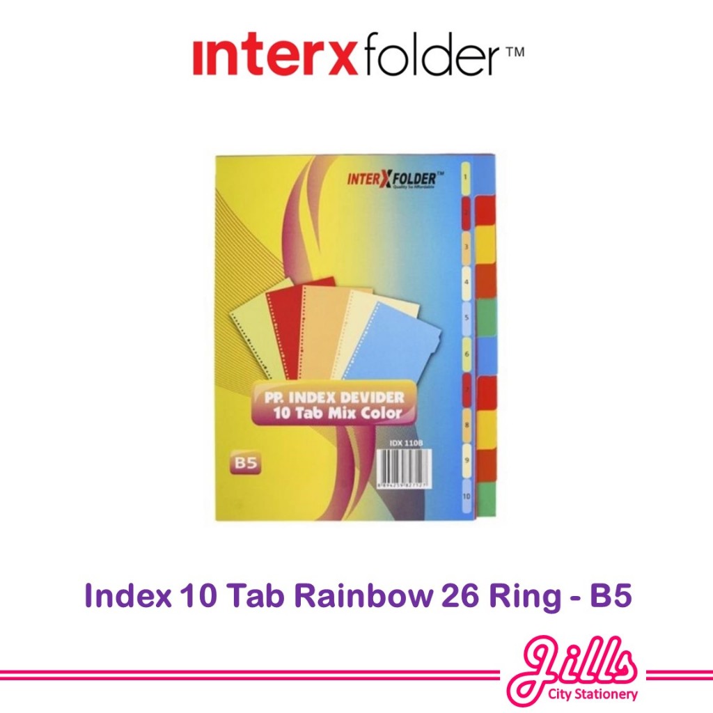 Interxfolder Binder Paper Divider / Index Divider B5 10 Rainbow Tabs ...