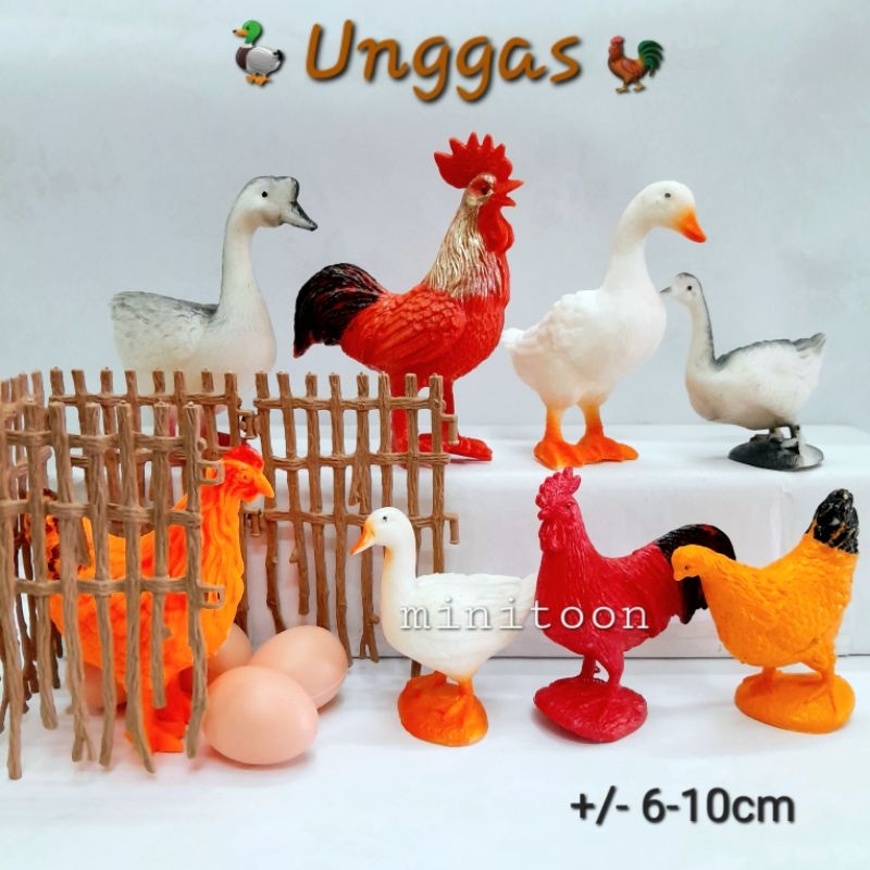 POULTRY SET Chicken Duck Swan Toy Set Animal Toys Duck Chicken Swan ...