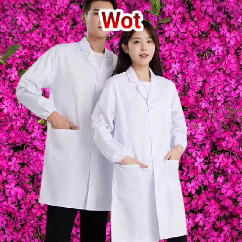 Long Sleeve Laboratory Coat Medical Uniform Doctor Practice Coat ...